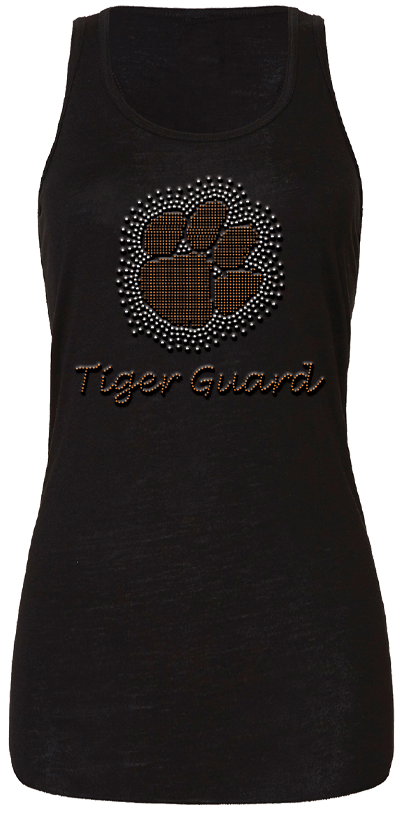 Clemson Tiger Guard Rhinestone Flowy Racer Back Tank – Hipp Visual ...